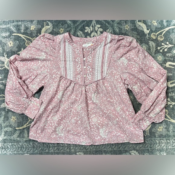 C&C California | Tops | Cc California Pink Floral Boho Peasant ...